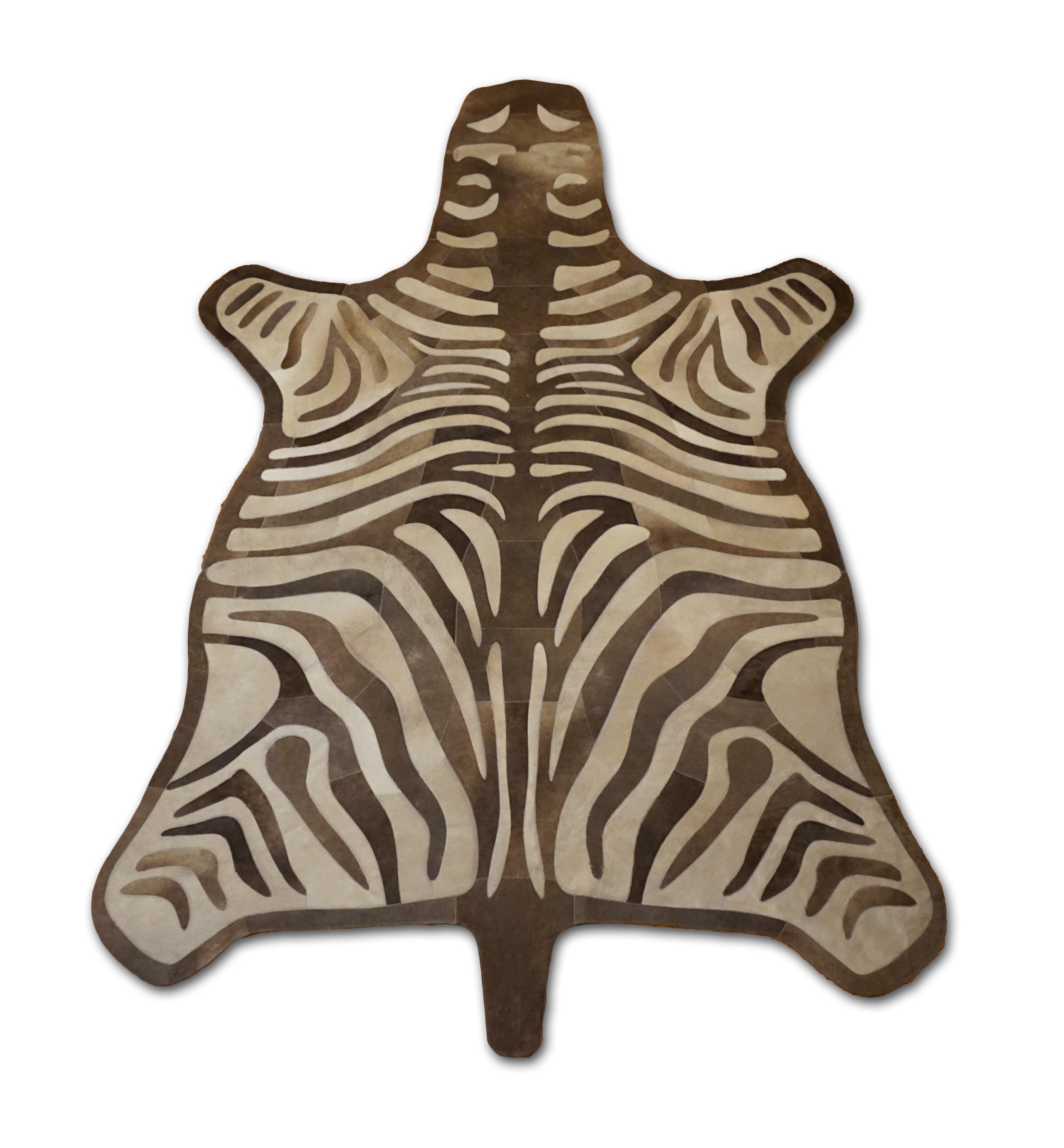 Stitched Zebra Cowhide Rug In Natural Champagne & Cream – Furug